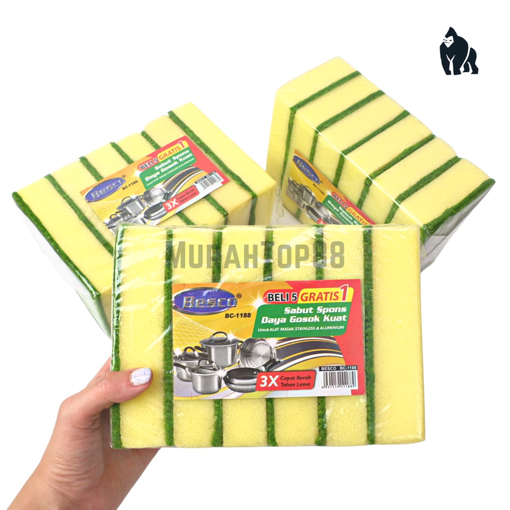 Jual [ISI 6 PCS] Spons Busa Cuci Piring BC-1188 Besar / Sponge 2 Sisi ...