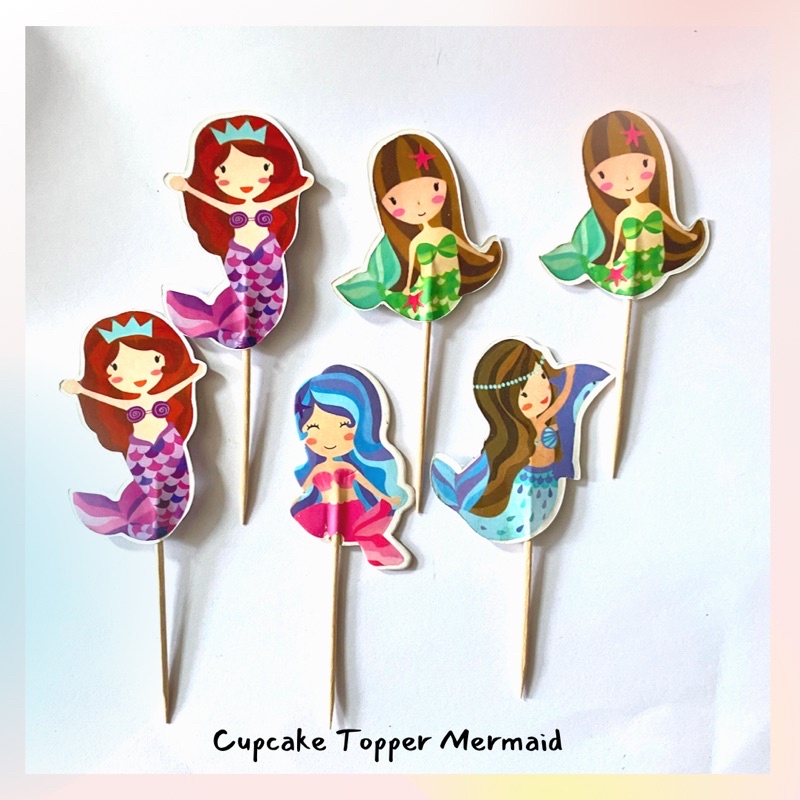 Jual Cupcake Topper Mermaid 6 Pcs - Hiasan Cupcake Tema Putri Duyung ...