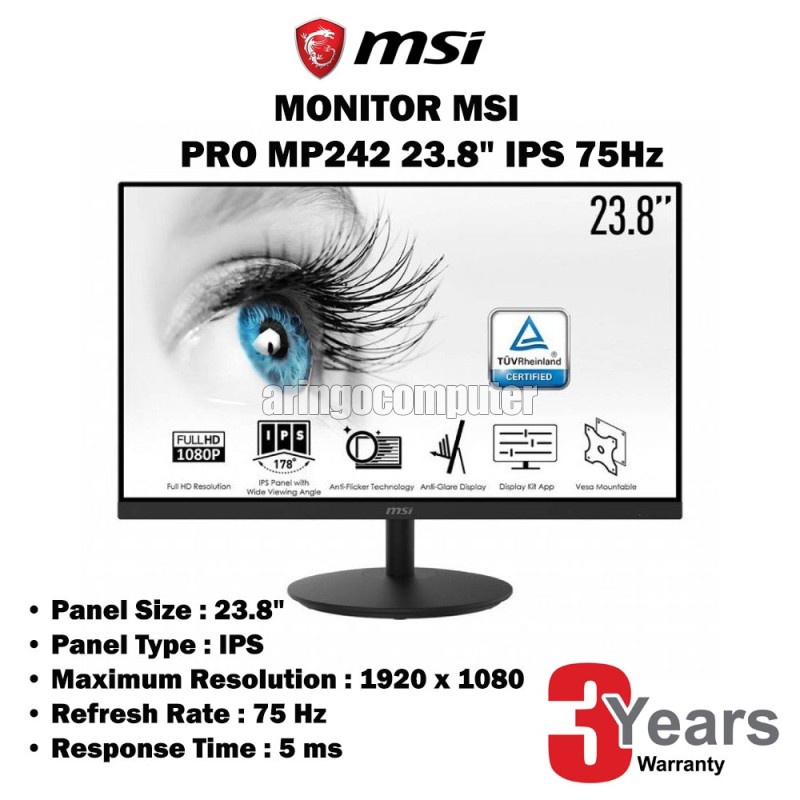 Jual Monitor MSI PRO MP242C Curved/VA/FHD/75Hz/1ms | Shopee Indonesia