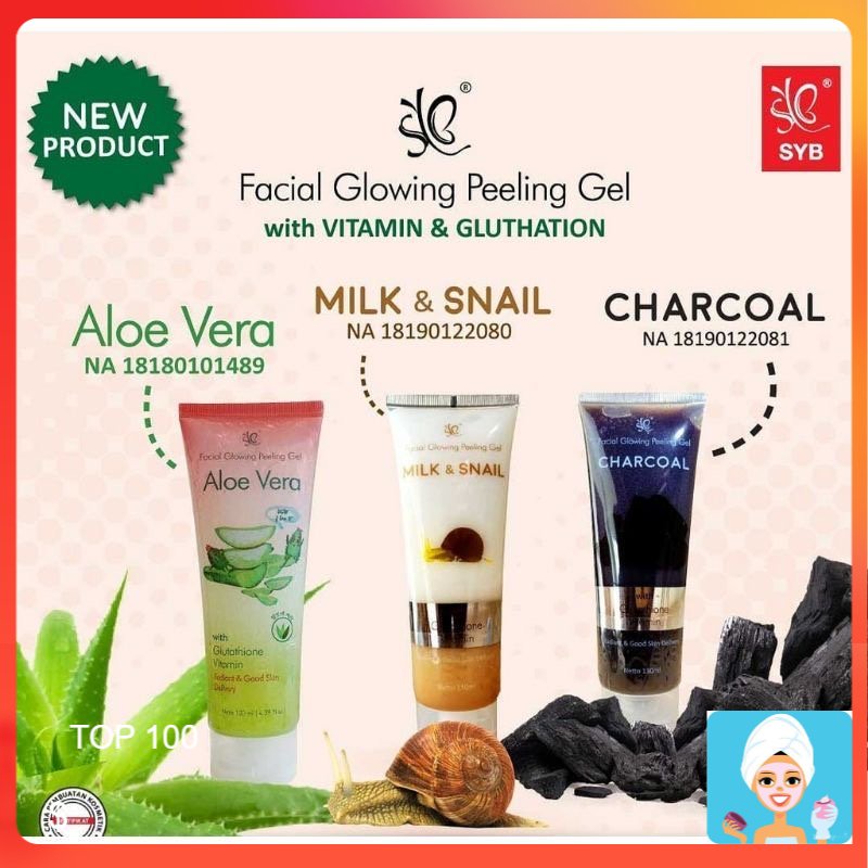 Jual [ML] SYB PEELING GEL ALOE VERA CHARCOAL MILK N SNAIL FACIAL GLOW ...