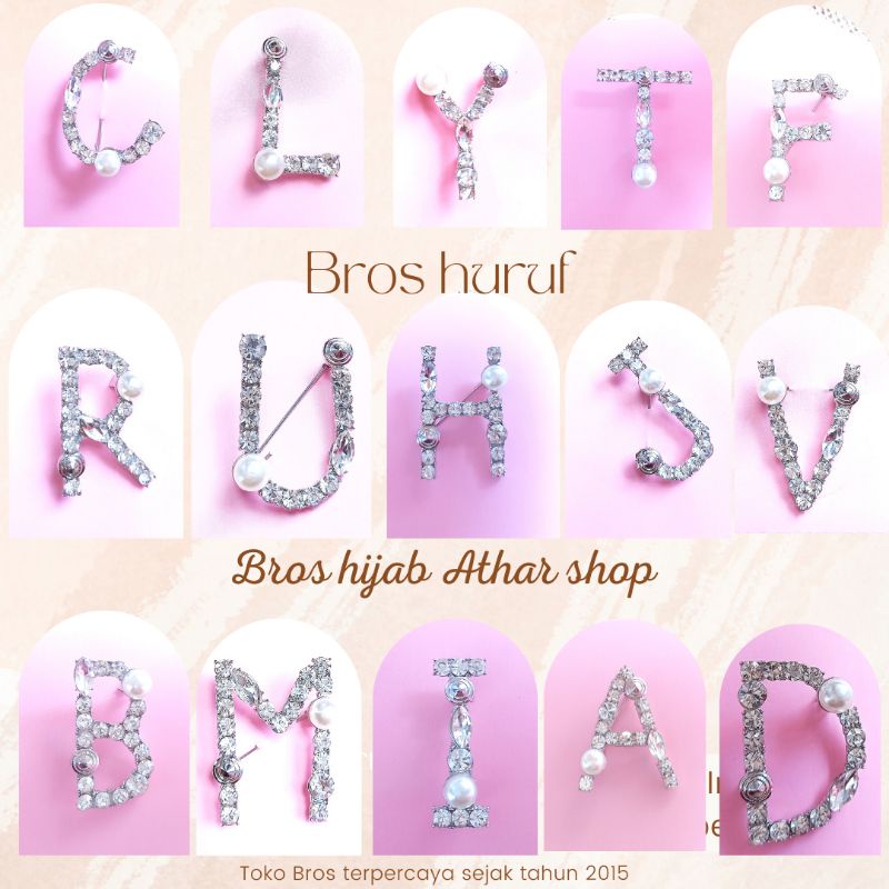 Jual Pin Bros Huruf Inisial Bross Nama Permata Diamond Kristal Mutiara ...