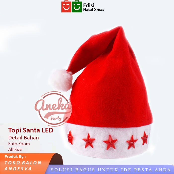 Jual topi natal santa LED / aksesoris natal / topi santa nyala / hat ...