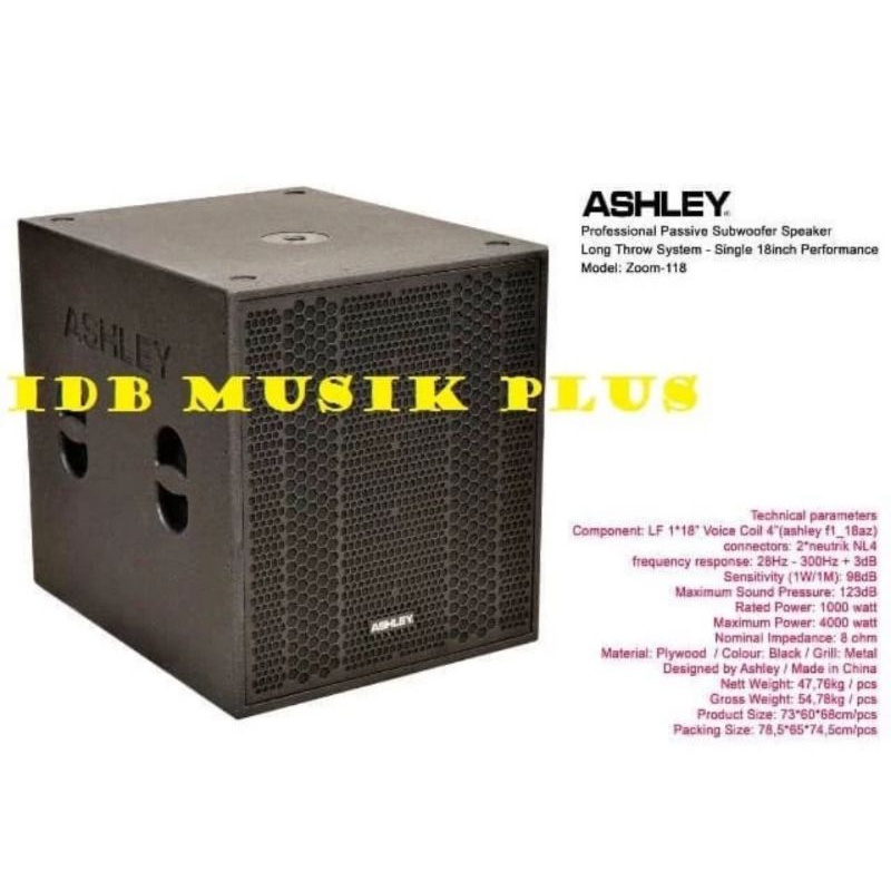 Jual SubWoofer Pasif 18 inch Ashley ZOOM118 ZOOM 118 Original ASHLEY ...