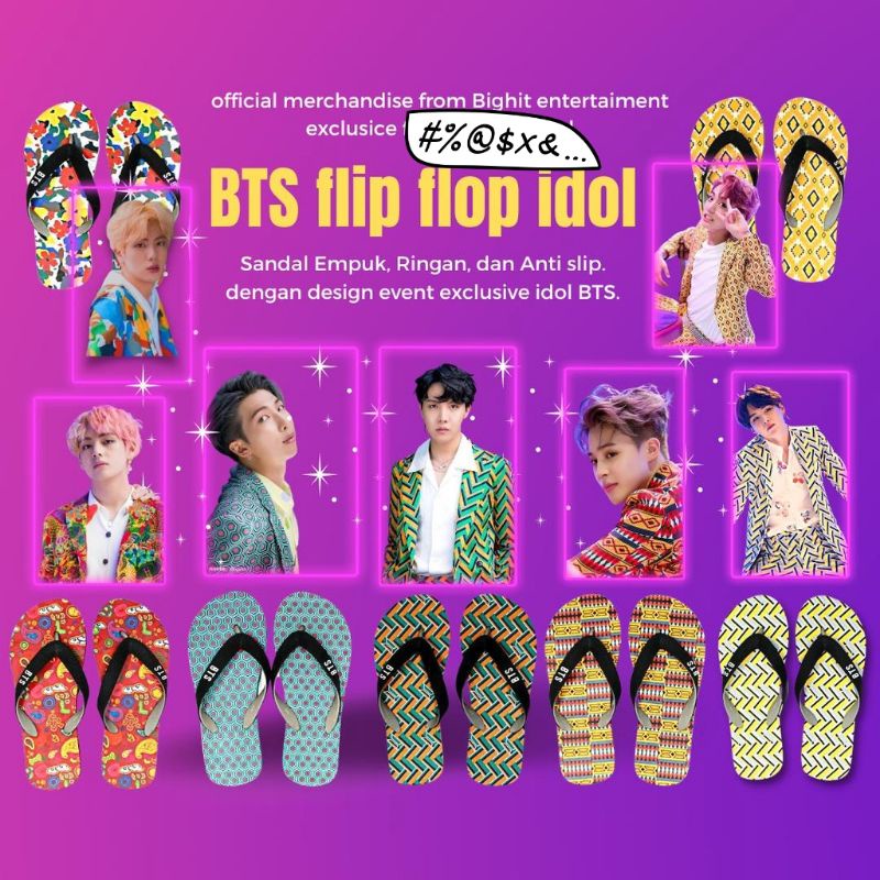 Jual SANDAL KPOP VIRAL BTS ORIGINAL FLIP FLOP | Shopee Indonesia