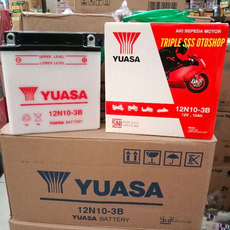 Jual (KEMASAN BARU) AKI / ACCU YUASA 12N10-3B (BASAH) 12V-10 AH ( MERCY / VESPA / SETRUM ...