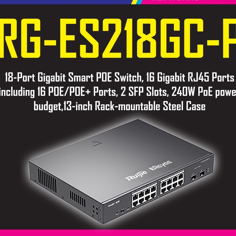 Jual Ruijie RG-ES218GC-P 18 Port Gigabit Smart POE+ Switch 240W | Shopee Indonesia