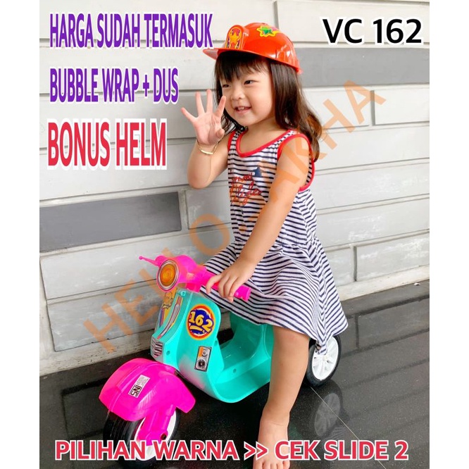 Jual MAINAN VC 162 VESPA CLASSIC KLASIK BONUS HELM HELEM PROYEK BANGUNAN DORONG DORONGAN MOTOR ...
