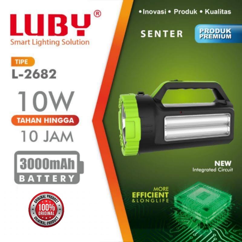 Jual Senter Emergency Luby 10 Watt L-2682 Original Super Terang ...