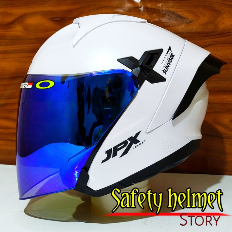 Jual Helm JPX NovaX Solid White Modif Paket Ganteng | Shopee Indonesia