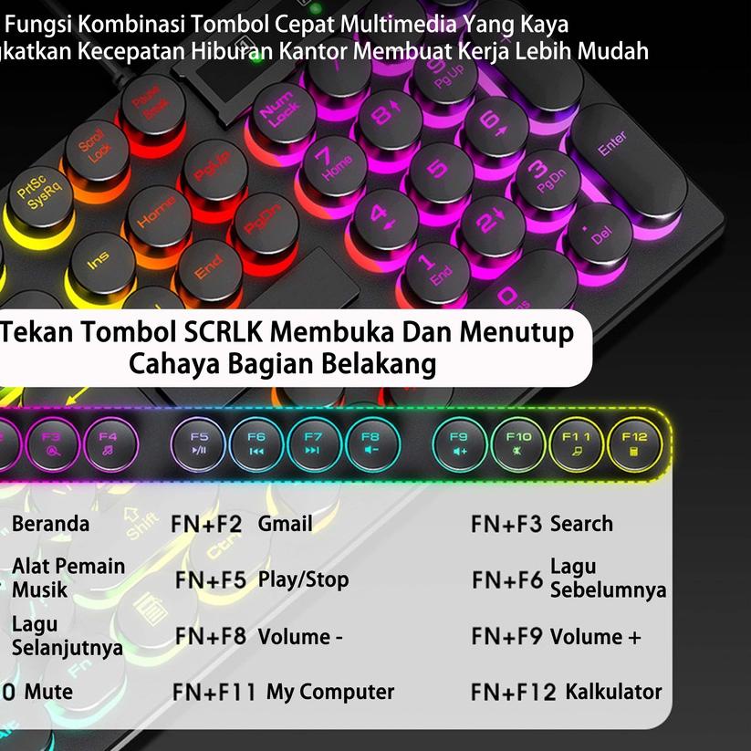 Jual Glowy keyboard gaming Bulat Punk Mechanical Komputer Set Gaming ...