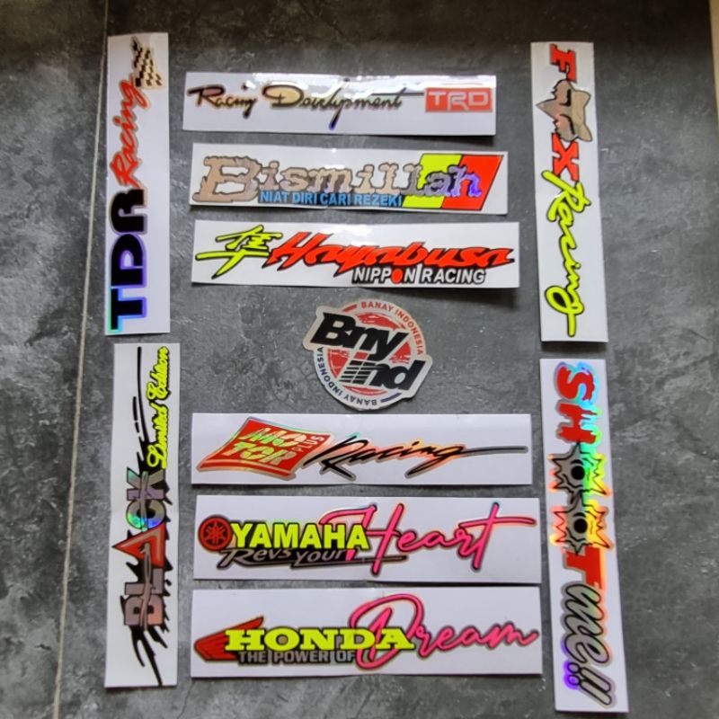 Jual STICKER STIKER BLACK MOTOR PLUS TDR TRD FOX RACING CUTTING ...