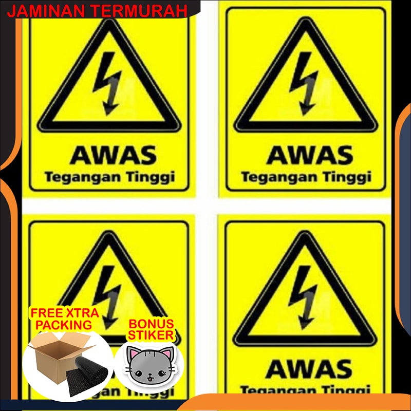 Jual Terlaris Sign Rambu K3. Awas Bahaya Tegangan Tinggi PLN. Plat ...