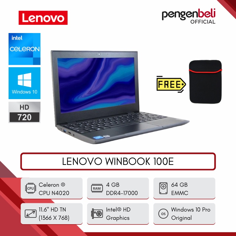 Jual LAPTOP BARU 3JUTA-AN MURAH LENOVO WINBOOK 100E - WINDOWS 10 PRO ...