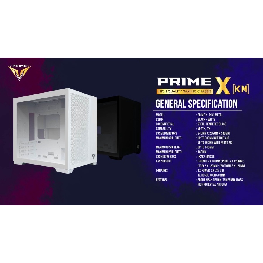 Jual CASING PRIME X-[KM] METAL- mATX LEFT TEMPERED GLASS | Shopee Indonesia