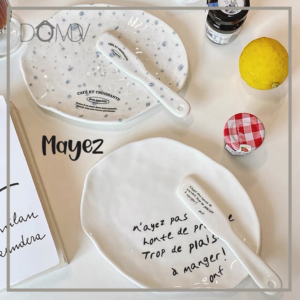 Jual DOMOV MAYEZ Piring Estetik Knife Plate Roti Croissant Dessert Ala ...