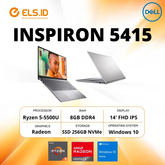 Jual Dell Inspiron 5415 Ryzen 5-5500U 8GB SSD 256GB 14' FHD W10+OHS ...