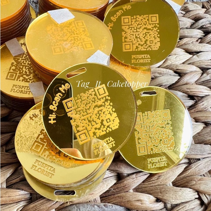 Jual Gantungan QR Code Tag Dekorasi Box Kotak Kue / Buket Bunga Akrilik ...