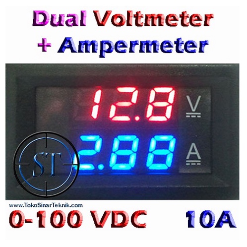 Jual Dual Voltmeter Ampermeter Display Frame Voltemeter Ammeter Double ...
