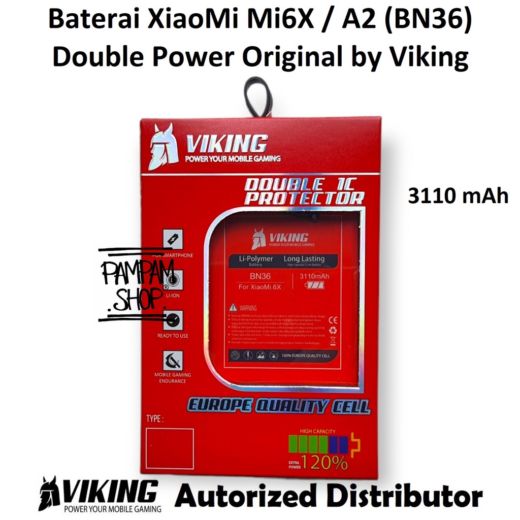 Jual Baterai VIKING Double Power Original XiaoMi BN36 Mi A2 Mi6X 6X ...