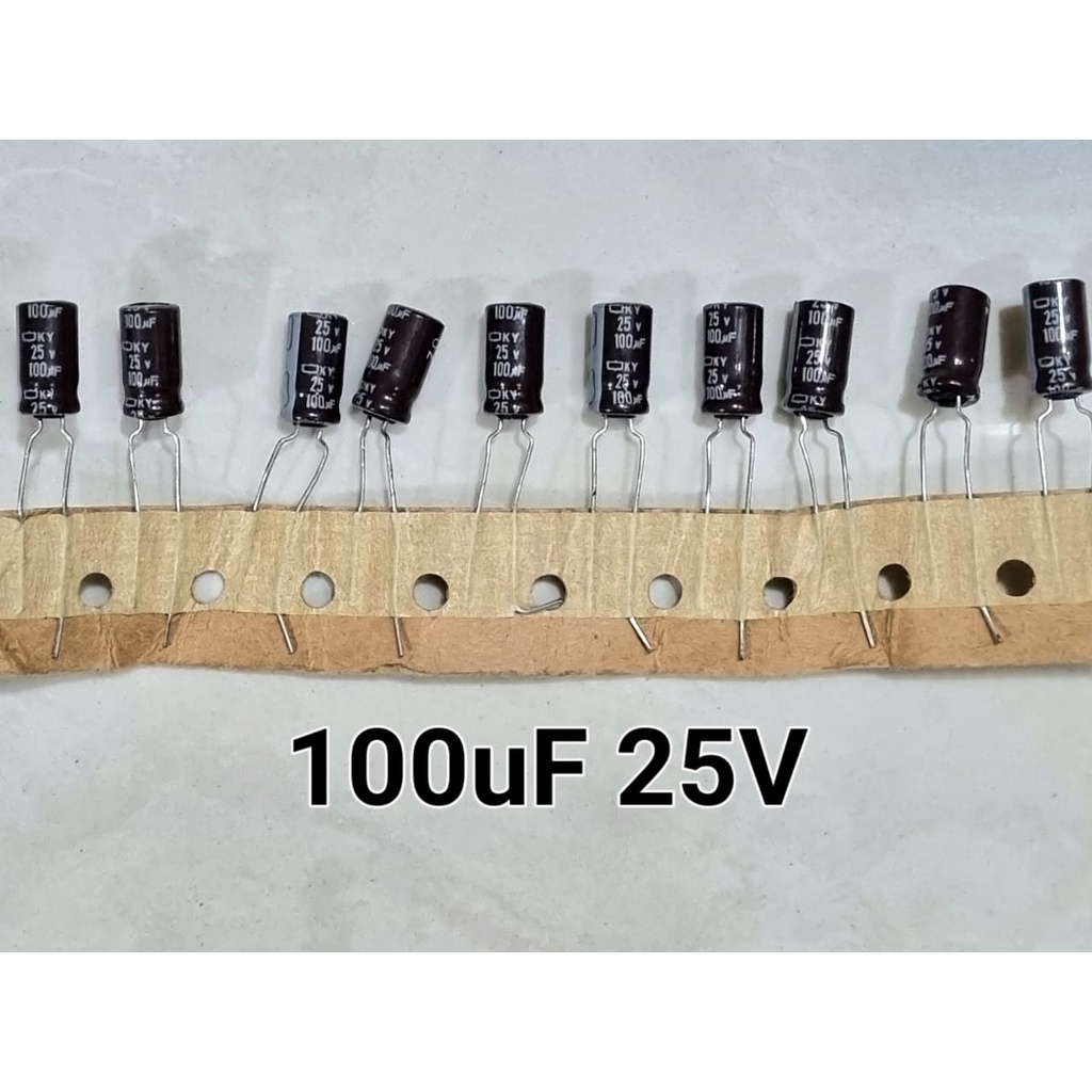 Jual Kapasitor Capacitor ELCO 100uf 25v / 100 uf 25 v / 100uf/25v Elko 100uF 25V | Shopee Indonesia