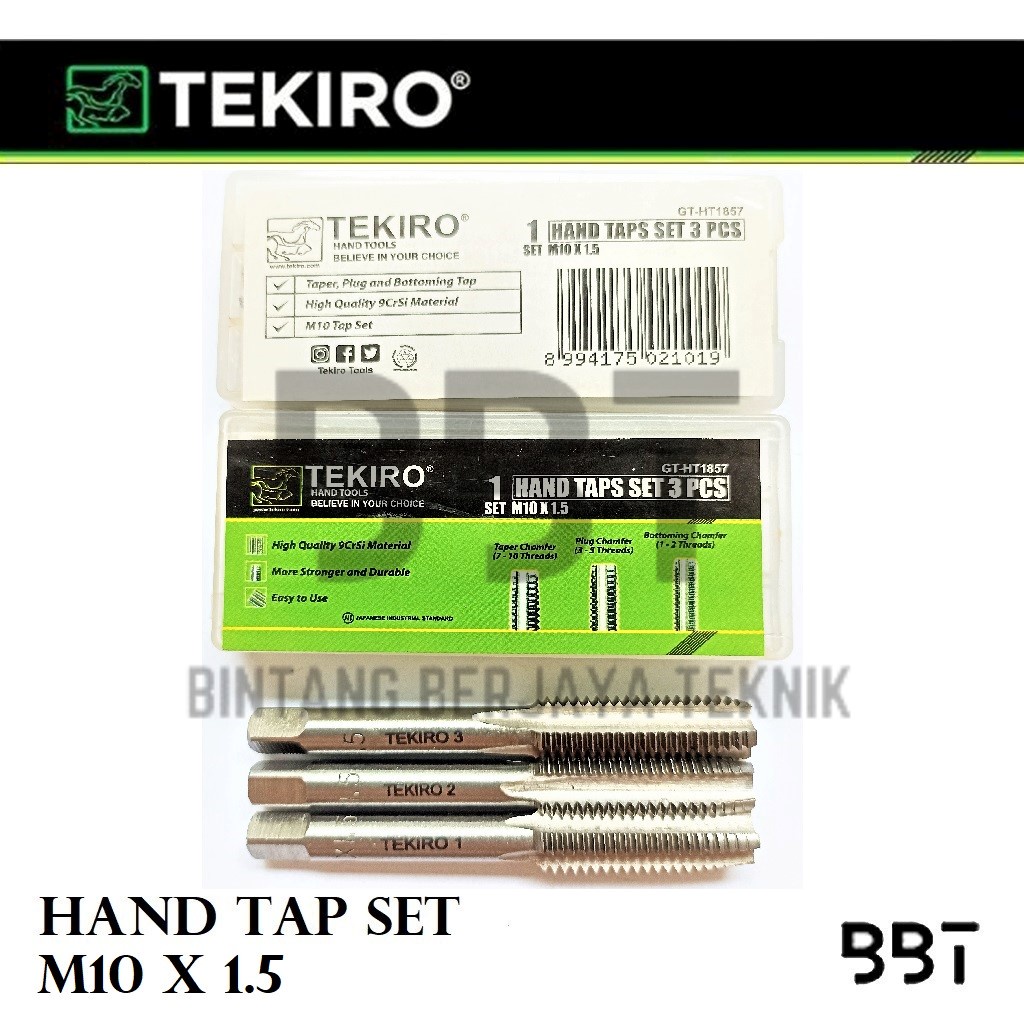 Jual Tekiro Hand Tap M10x1.5 / Hand Tap Set M10 x 1.5 / Pembuat Drat 10mm | Shopee Indonesia