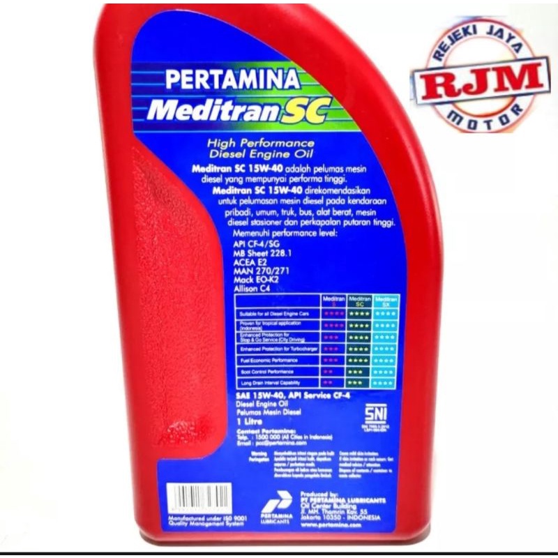 Jual OLI PERTAMINA MEDITRAN SC 1LITER 15W-40 MESIN DIESEL SOLAR BOTOL ...