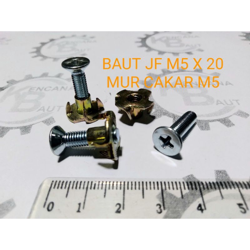 Jual BAUT JF M5 X 20 MM GALVANIS DAN MUR CAKAR / BAUT SPEAKER KUNCI OBENG PLUS | Shopee Indonesia
