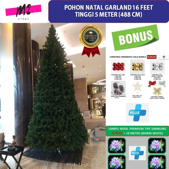 Jual Pohon Natal Besar 5 Meter 16 Feet Bonus Hiasan Dan Lampu-Tipe ...