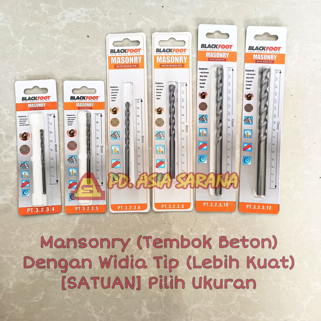 Jual Mata Bor Beton Tembok BLACKFOOT Impact Masonry Drill Bits Widia ...