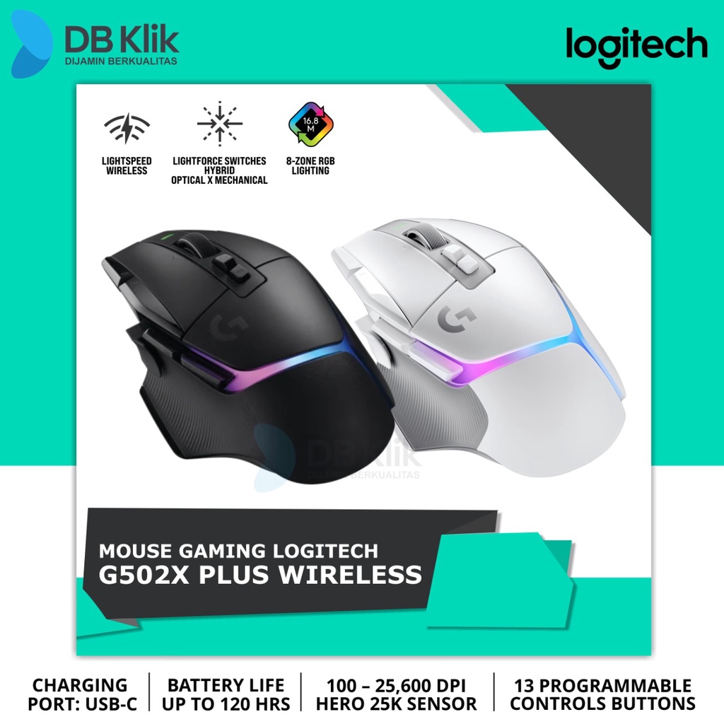 Jual Mouse Gaming Logitech G502X Plus Wireless RGB HERO 25K DPI - G502 ...