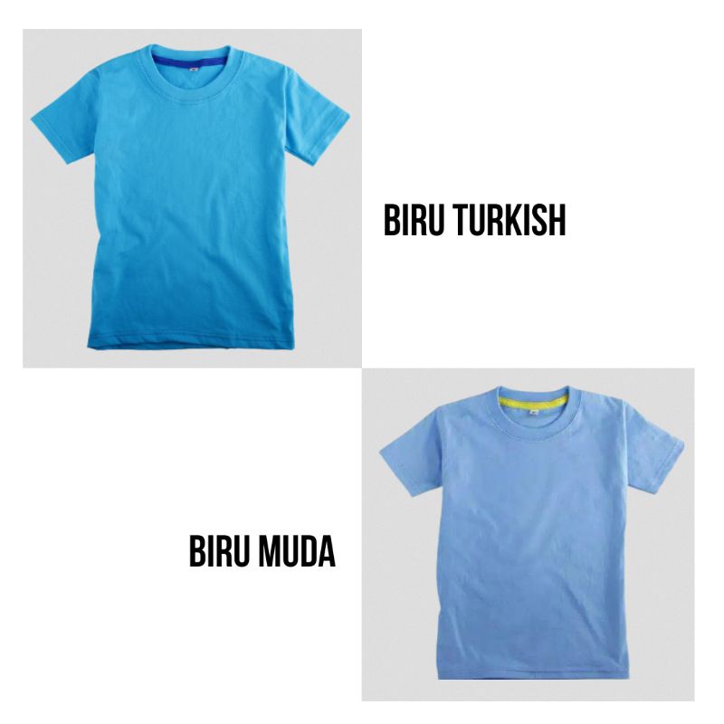 Jual Kaos Polos Anak Kaos harian anak warna Biru Turkish dan Biru Muda ...