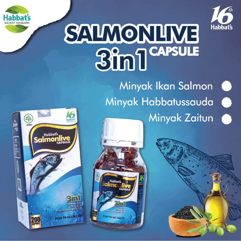 Jual Salmonlive Kapsul Minyak Ikan Salmon Isi 200 Kapsul 3 in 1 Extra ...