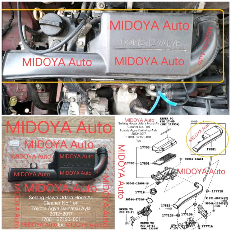 Jual Selang Udara Hose Air Cleaner Agya Ayla ori 17881-BZ160-001 ...