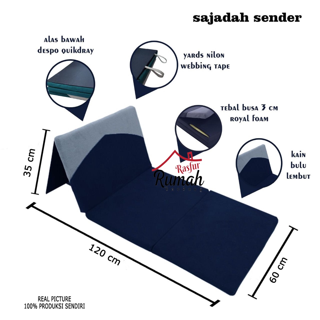 Jual Sejadah Lipat | Sandar | Multifungsi Ukuran 120x60cm Tebal 4cm ...