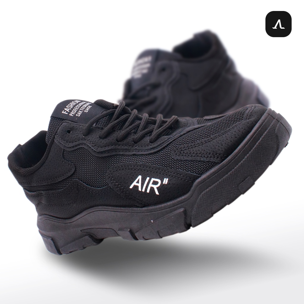 Jual Walk It Sepatu Sneakers Hitam Pria Sport IMPORT Full Black Sepatu ...