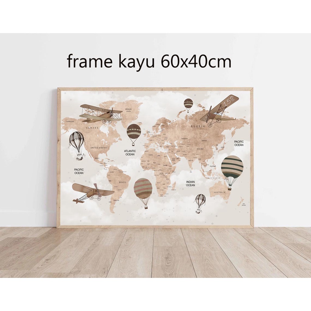 Jual poster PETA dengan frame kayu size 60x40cm | Shopee Indonesia