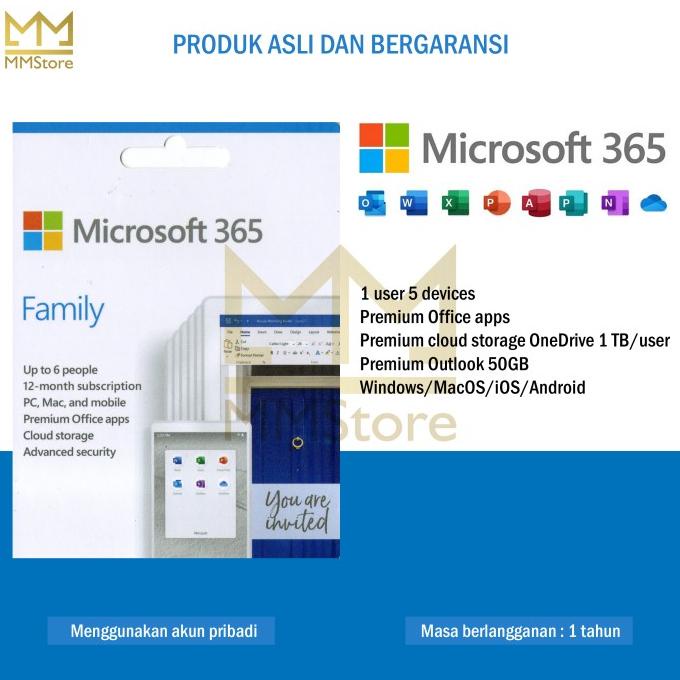 Jual [Promo] Microsoft Office 365 Family 1 Tahun Original Resmi ...