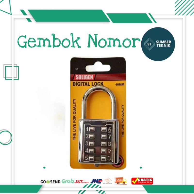 Jual Gembok Angka Nomor 10 Digit Kode Kombinasi 40 mm / Tas / Koper ...