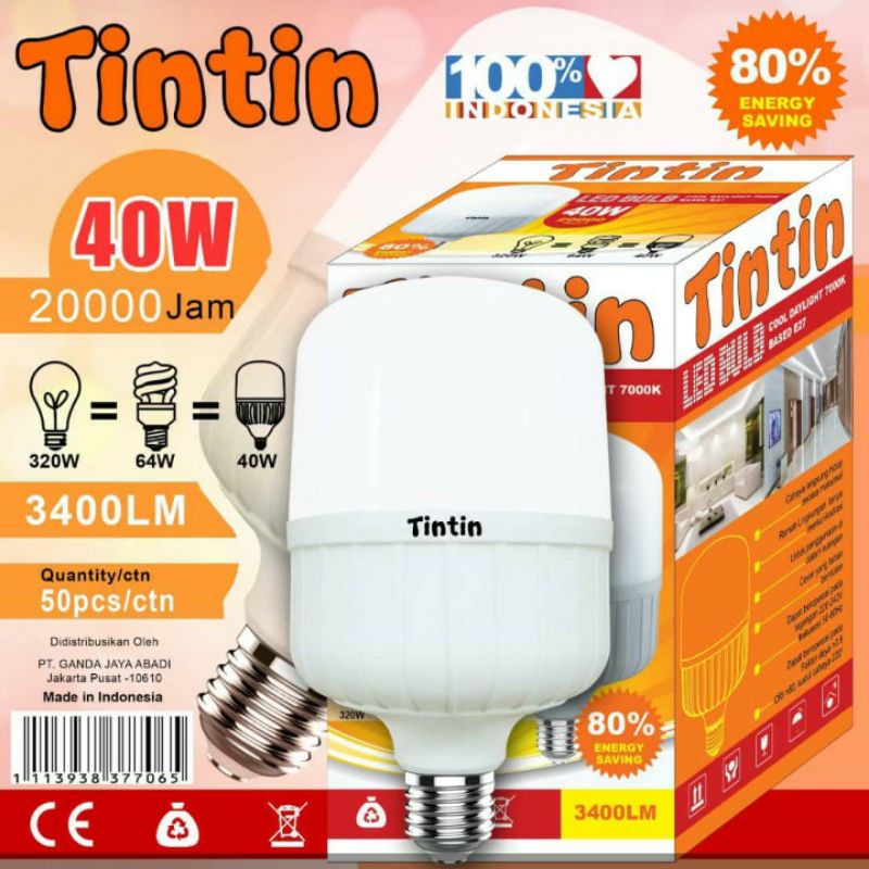 Jual Bohlam Lampu LED Capsule Jumbo 40 Watt Putih TIN TIN LED Bulb | Shopee Indonesia