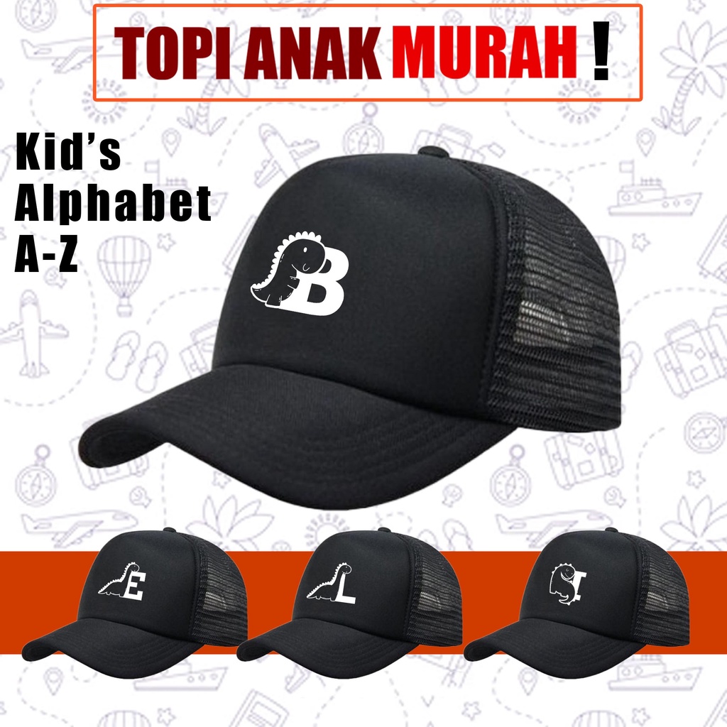 Jual Topi Trucker Anak Huruf A-Z - HITAM | Shopee Indonesia