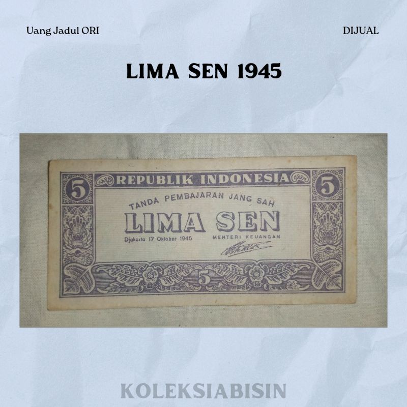 Jual Uang Jadul Lima Sen RI 1945 | Shopee Indonesia