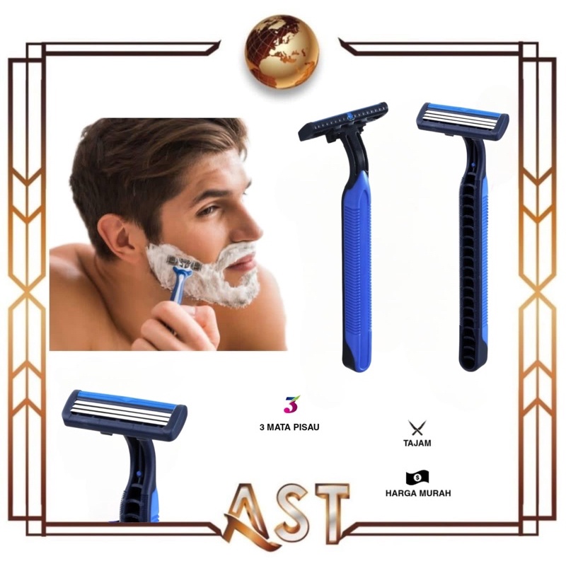 Jual Alat Cukur Kumis jenggot manual Tajam 2 - 3 mata silet Blade Bilah baris pisau Biru cowok ...