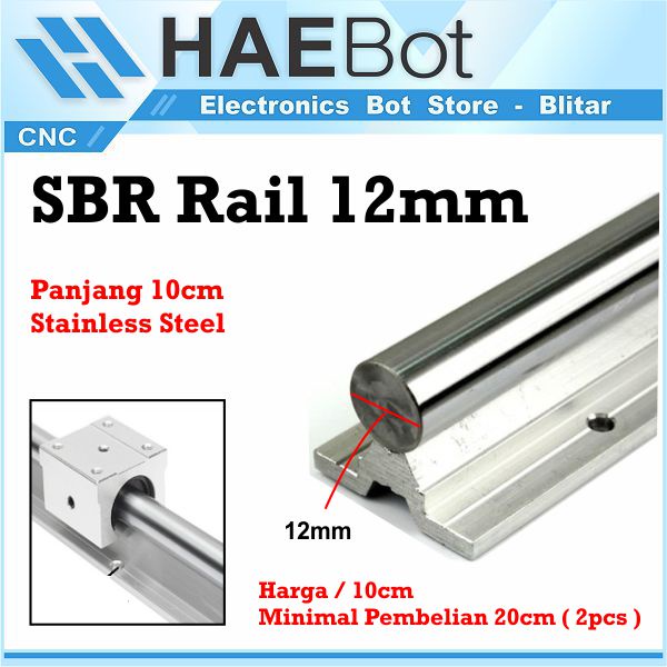 Jual [HAEBOT] Rail SBR12 SBR 12 10cm Rel Linear Shaft As 12mm CNC ...