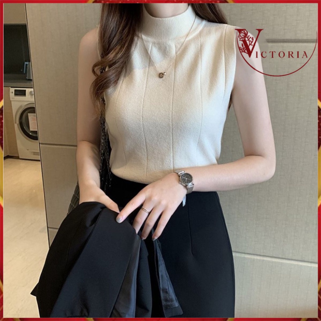 Jual Victoria Turtleneck Wanita Tanktop Rajut Tengtop Tank Top Import ...