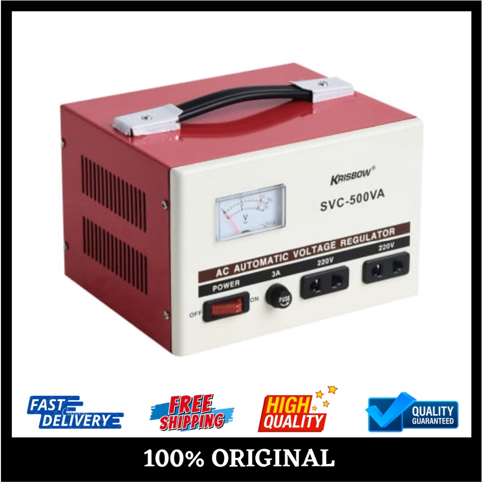 Jual Krisbow Stabilizer 0,5 KVA Svc-0,5 Kva Merah Analog Stabilizer 500 Watt | Shopee Indonesia