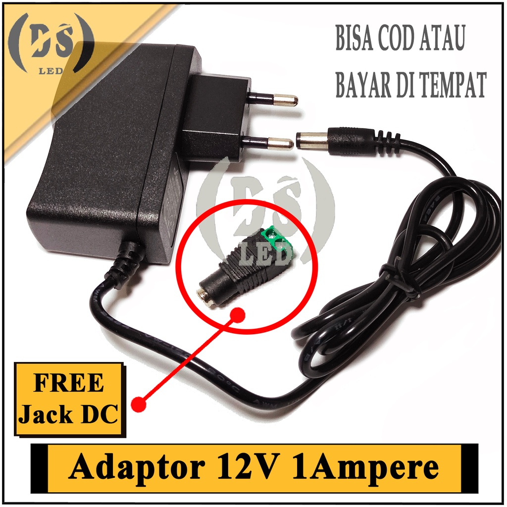 Jual Adaptor DC 12V 1A / Power Supply AC 220 ke 12Volt 1Ampere /Adaptor Led Strip,CCTV (FREE ...