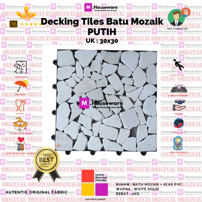 Jual Decking Tile Batu Mozaic / Lantai Batu Mozaik UK 30x30cm / Deck ...