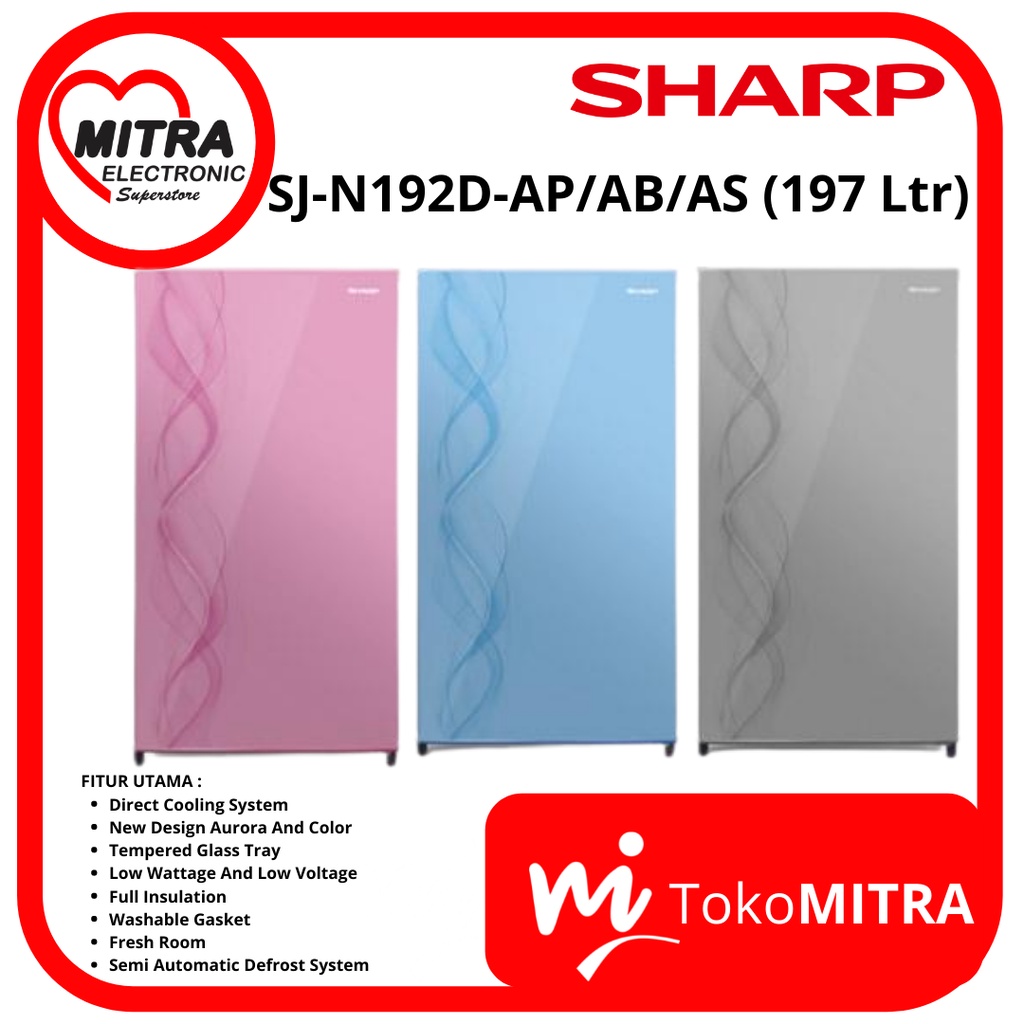 Jual LEMARI ES 1 PINTU SHARP SJ-N192D-AP/AB/AS (175 Ltr) | Shopee Indonesia