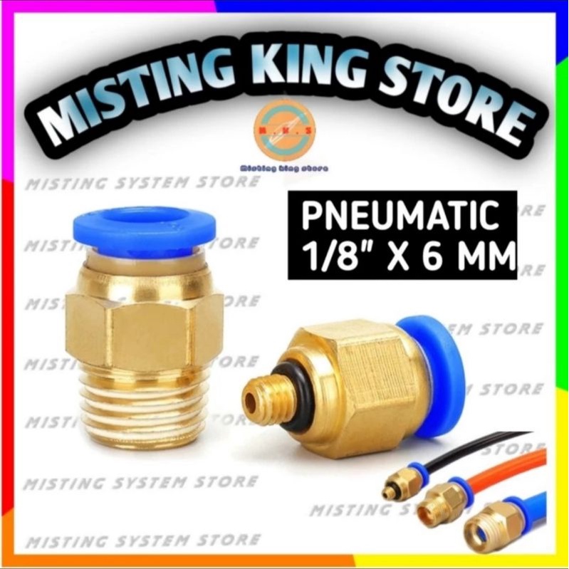Jual FITTING PNEUMATIC M5 X 6MM / 1/8 X 6MM NEPEL STRAIGHT LURUS DRAT 9.7MM LE SELANG PU 6 MM ...