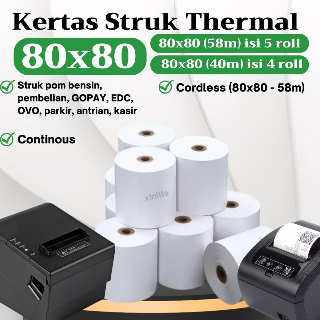 Jual 80X80 KERTAS KASIR STRUK KERTAS THERMAL TERMAL EDC PPOB BLUEPRINT ...